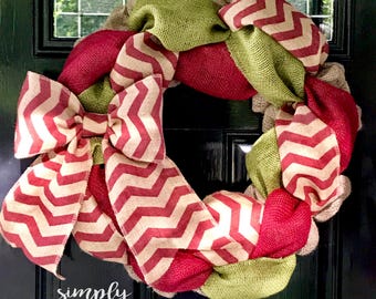 Winter burlap wreath | Etsy