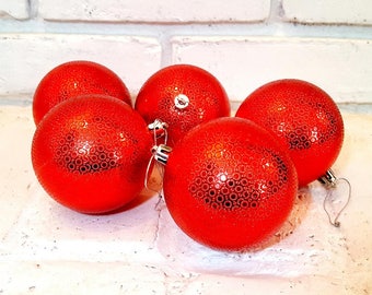 Red ball ornament | Etsy