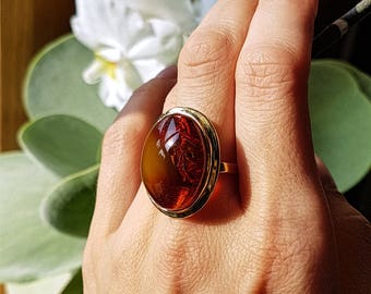 Amber ring | Etsy