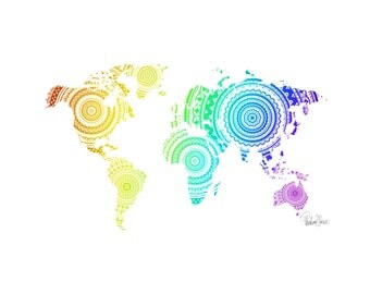 Mandala world map | Etsy