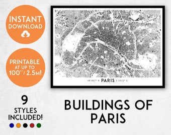 Map of paris | Etsy