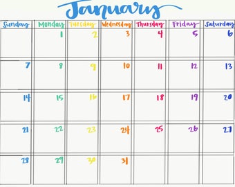 Colorful calendar | Etsy
