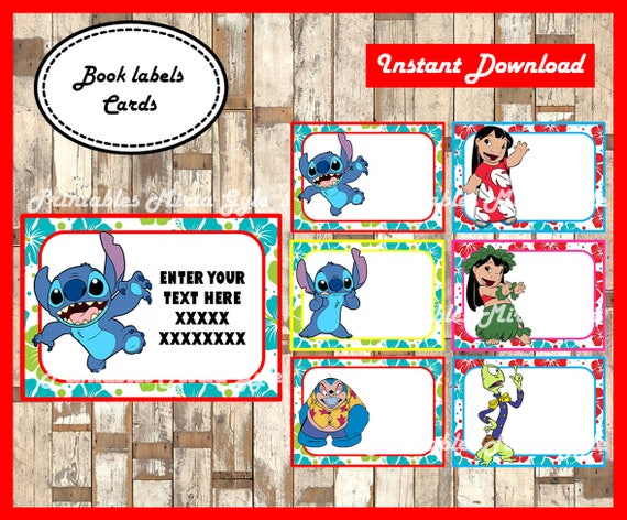 Lilo and stitch Printable Cards tags book labels stickers