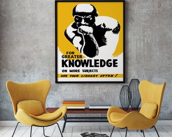 Library wall art | Etsy