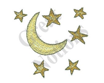 Moon embroidery | Etsy