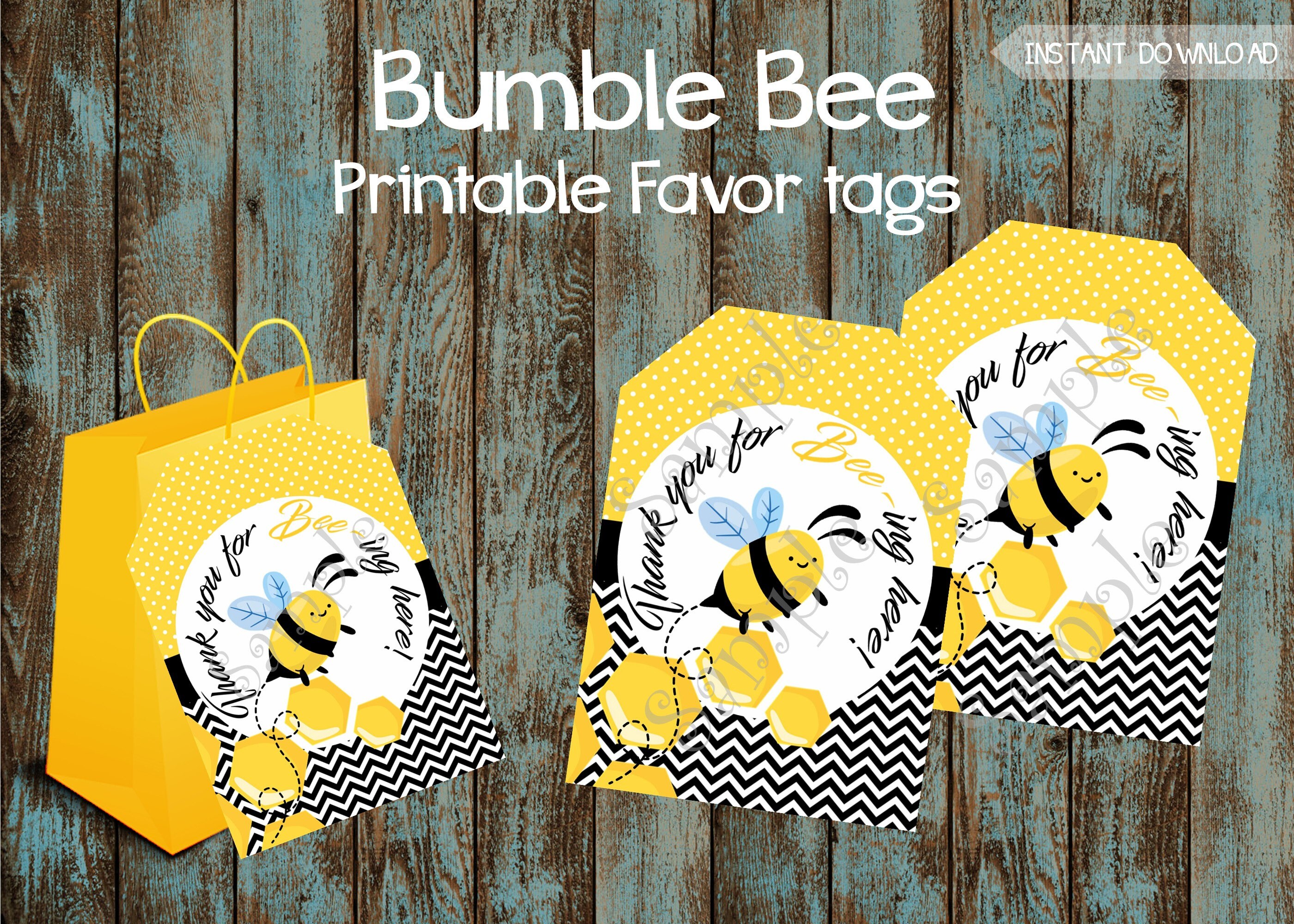 Printable Bumble Bee Favor Tags Bumble Bee Gift Tags Bee