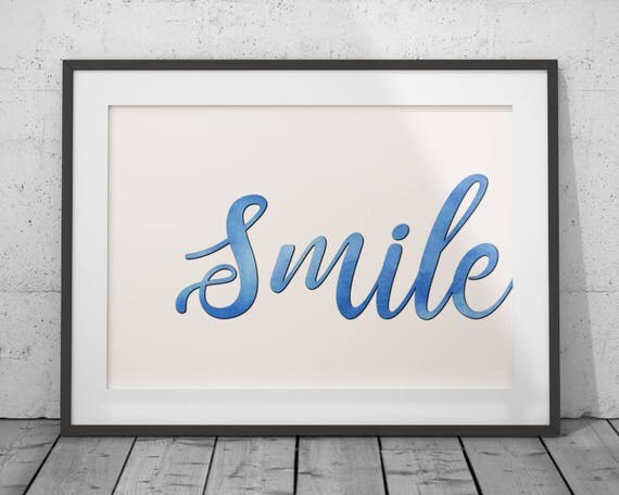 Smile Word Art Printable Wall Art Smile Print Smile Wall