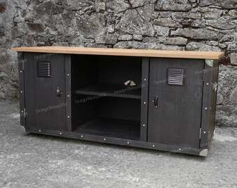 Industrial TV Stand Iron and Wood for 46 to 52