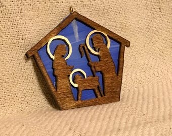 3 Wisemen Manger Scene Ornament Seashell Nativity Ornament