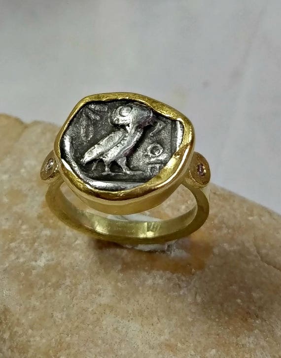 Gold Ancient Coin Ring Statement Ring Ancient Coin Jewelry