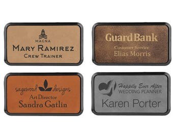 Leather name tag | Etsy