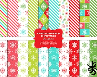 SALE 50% Winter Snowflakes Digital Paper Set Winter Christmas