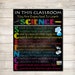 Science Classroom Rules Poster Science Class Decor Science