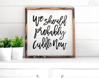 Lets cuddle sign | Etsy