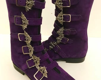 Purple suede boots | Etsy