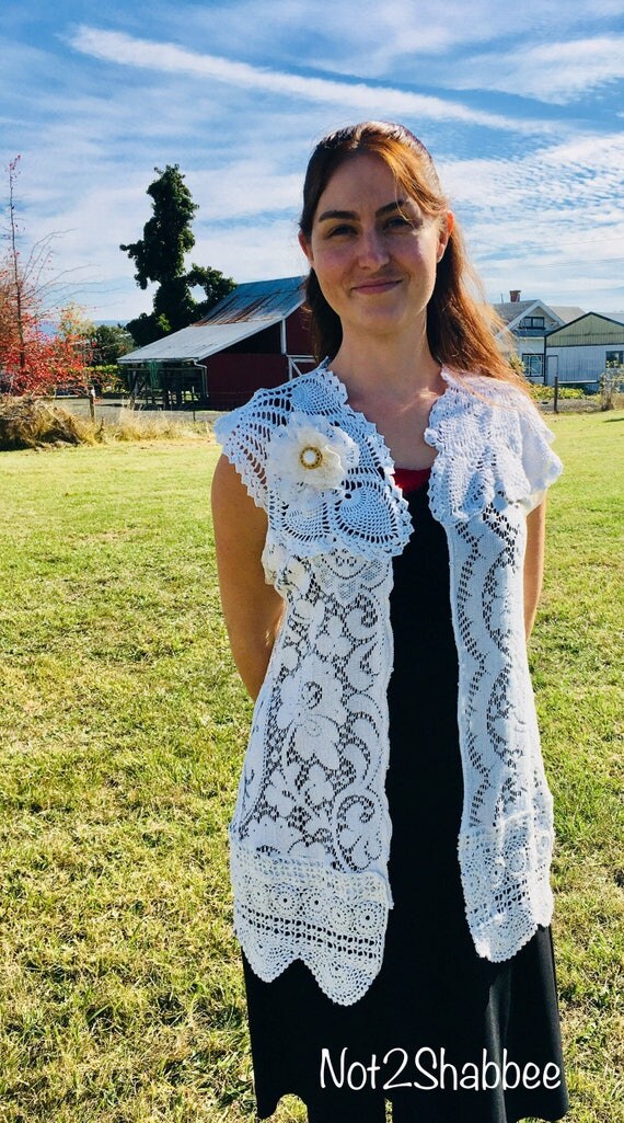 Items similar to Ladies Vintage Lace Vest ~ Reconstructed Lace Vest ...