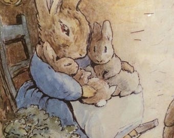 Vintage rabbit print | Etsy