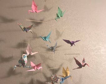 Baby Crib Mobile Origami Paper Crane Amazing Colorful Rainbow
