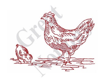 Chicken Embroidery Pattern Hen and chick embroidery pattern