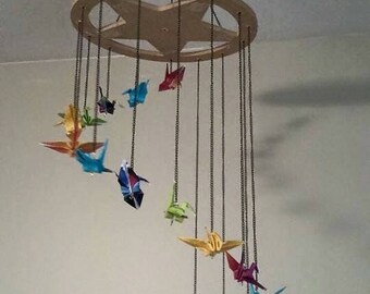 Baby Crib Mobile Origami Paper Crane Amazing Colorful Rainbow