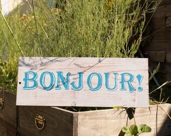 Bonjour sign | Etsy
