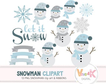 Snowman clipart | Etsy