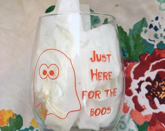 Handpainted Ghost Halloween Wine Glass.personalized glass