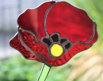 Stained glass poppy | Etsy