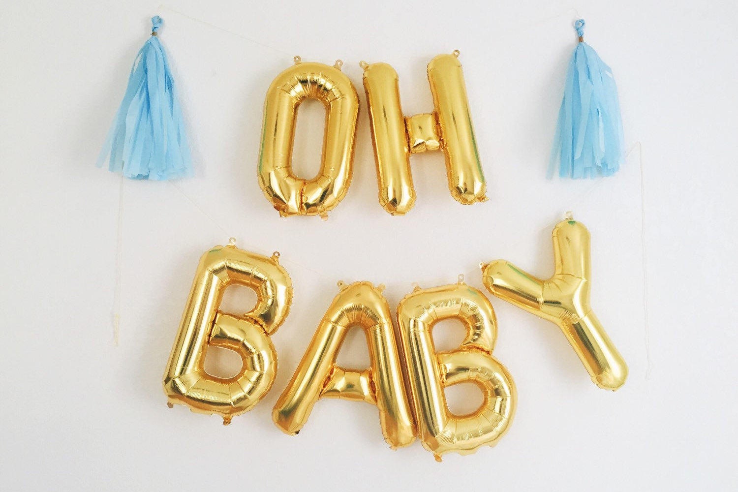 OH BABY balloons gold mylar foil letter balloon banner kit