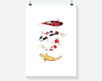Koi fish print | Etsy