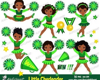 Purple & Yellow Cheerleaders Digital Clipart Set for