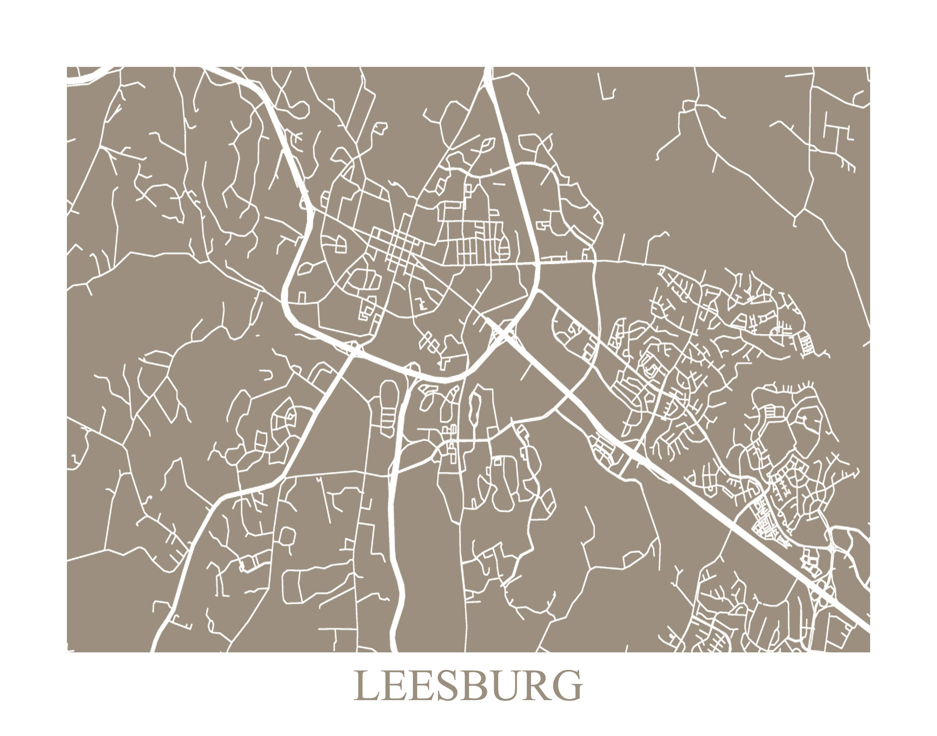 Leesburg VA Map Print Virginia Wall Art Poster