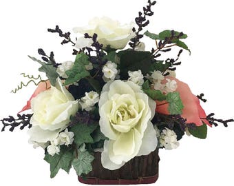 Silk flower arrangement | Etsy