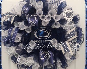 Penn State wreath Penn State deco mesh wreath Penn State