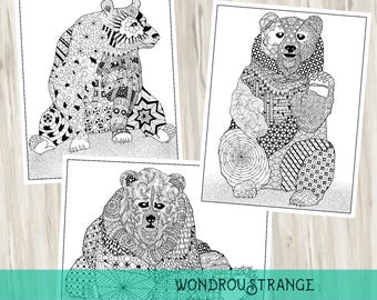 Bear line drawing | Etsy