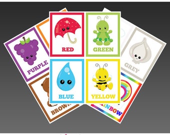 Colors flash cards | Etsy