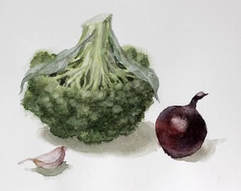 Broccoli painting | Etsy