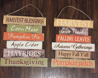 Fall Harvest Wooden Sign Autumn Decor Typography Sign