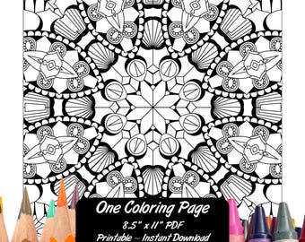 Adult Coloring Page Mandala Design 22145 Wall Art