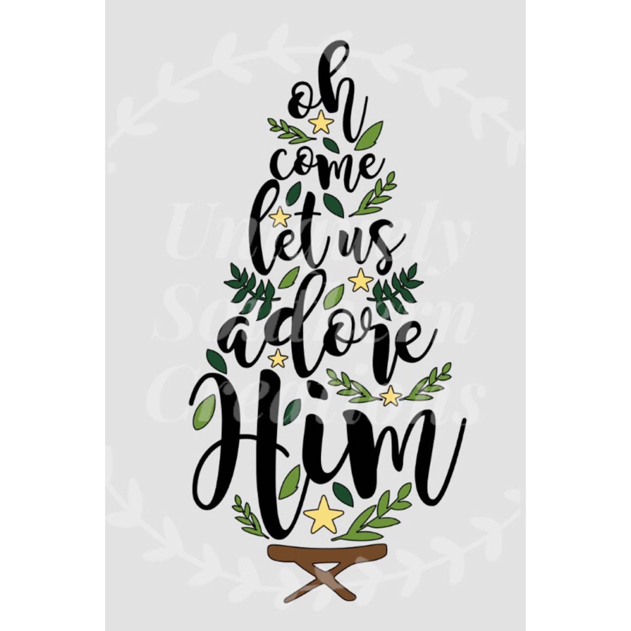 Oh Come Let Us Adore Him Christmas Tree SVG