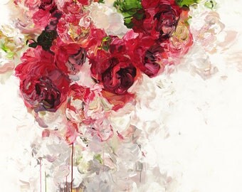 Red flower painting | Etsy