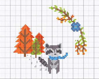 Raccoon cross stitch | Etsy