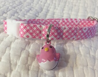 Pink Gingham Cat Collar Bell Cat Breakaway Collar Custom