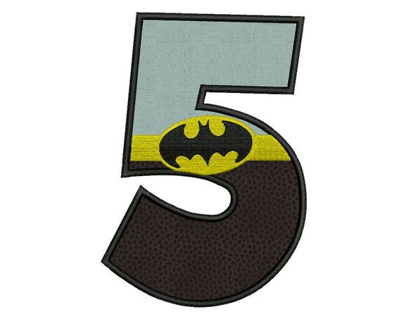 BATMAN NUMBER 5 Machine Applique Embroidery Instant