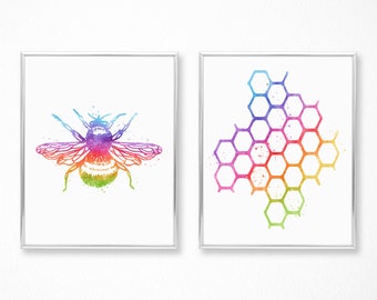 Watercolor bee | Etsy