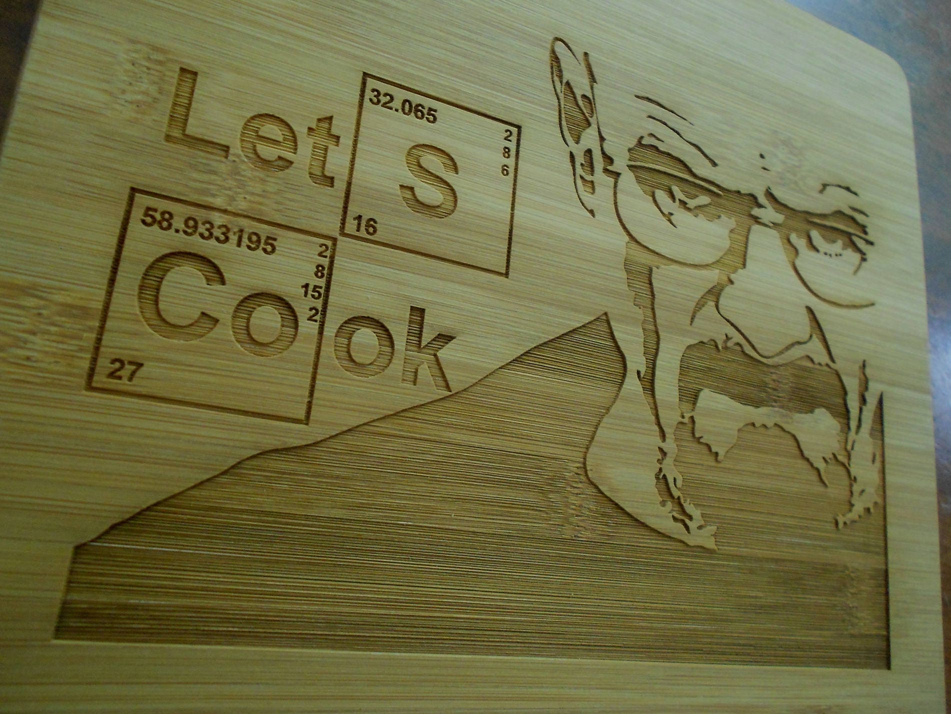 Breaking Bad cutting board laser-engraved bamboo cheese