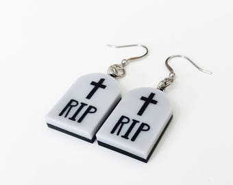 Tombstone Earrings Halloween Tombstone Studs RIP Tombstone