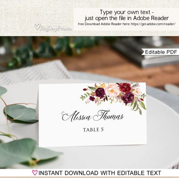 Printable Seating Placecards