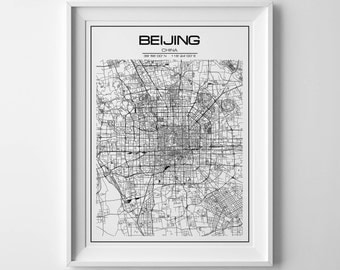 Beijing City Map Print / China Art Modern Line Map Poster