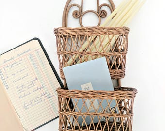 Wicker letter holder | Etsy